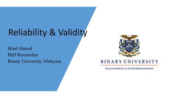 Validity and Reliability | PPT | Standardized Testing | Educational ...