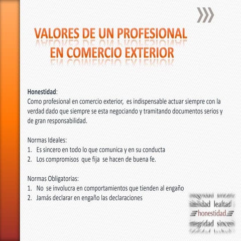 Valores profesional en comercio exterior (1) | PPTX
