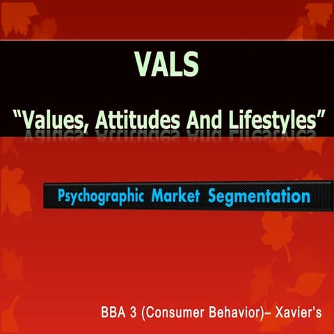Value,Attitude & Life Styles | PPT