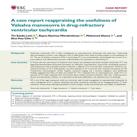 Valsalva manoeuvre in drug refractory ventricular tachycardia | PDF