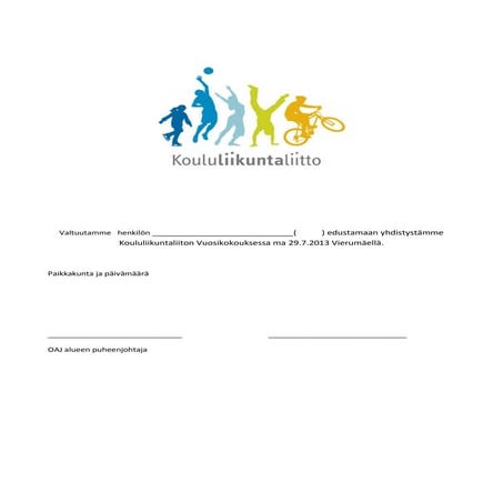 Valtakirja kl ln vuosikokoukseen | DOCX