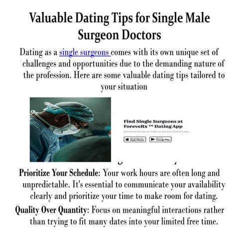 Valuable Dating Tips for Single Male Surgeon Doctors - Foreverx.pdf