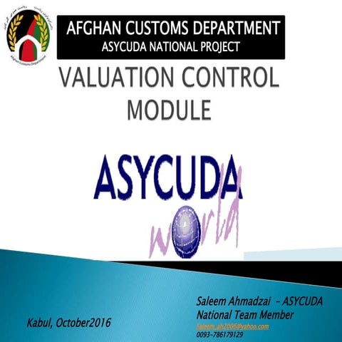 Asycuda World Valuation Control Madule | PPTX
