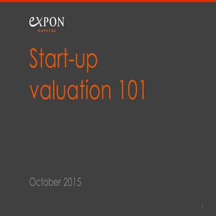 Start-up Valuation 101 Venture Fundamentals | PDF