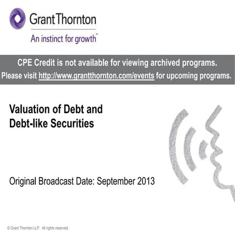 Valuation of debt and debt like securities | PPTX