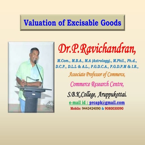 Valuation of excisable goods | PPTX