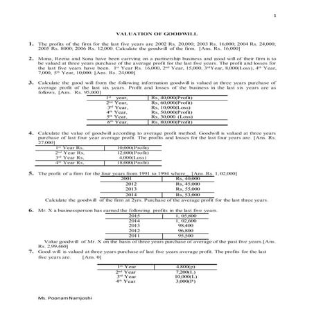Valuation of goodwill | PDF