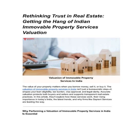 Valuation of Immovable property services in india | PDF