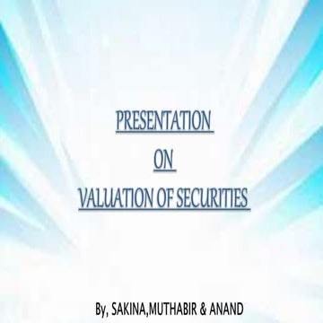 Valuation of securities | PPTX | Home Financing | Personal Debt