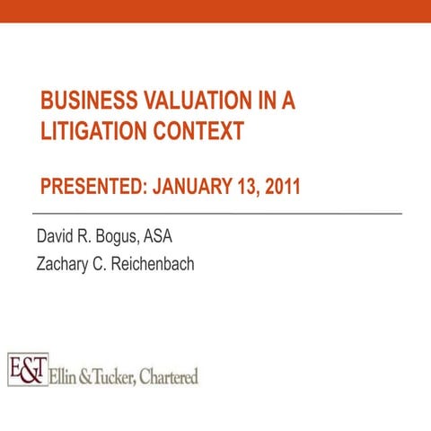 Valuation in a Litigation Context | PPT | Stocks and Bonds | Personal ...