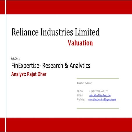 Reliance Industries Limited - Valuation | PPT