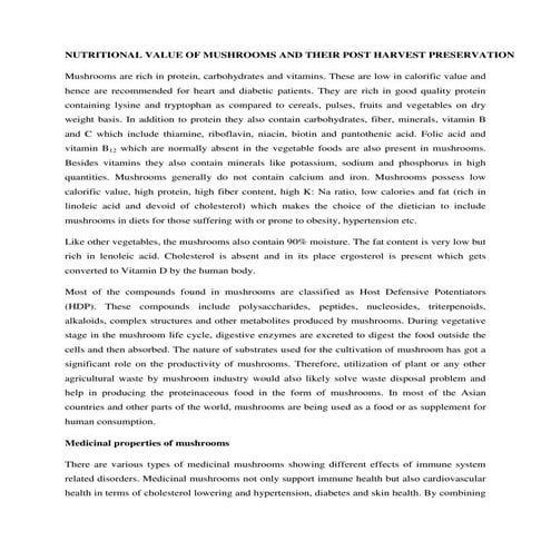 Value mushroom | PDF