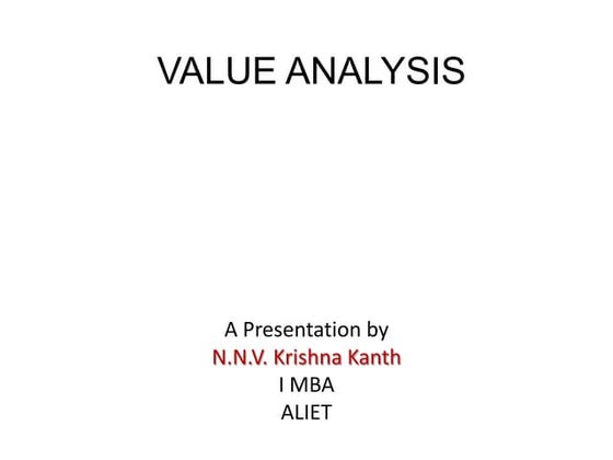 Value Analysis & Value Engineering | PPTX