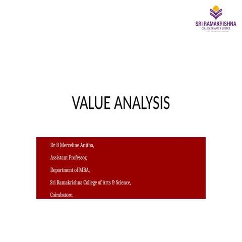 Value Analysis.pptx Function-Oriented Approach: | PPTX