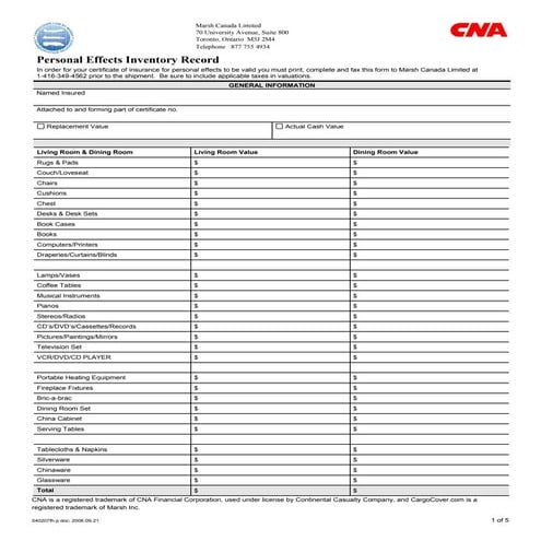 Valued Inventory - BeltinExpress Insurance Claim Form | PDF