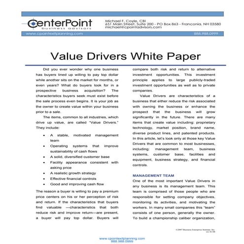 Value Drivers | PDF