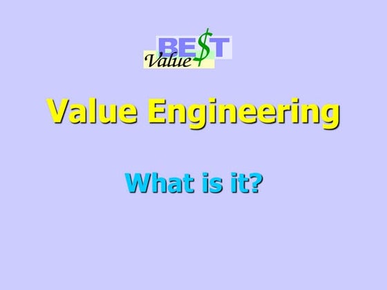 Value Engineering | PPT