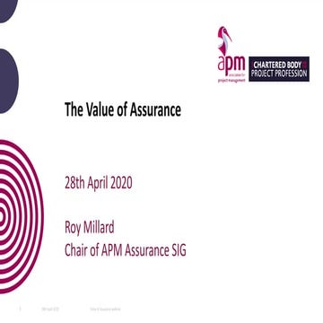 The value of assurance webinar, 28 April 2020 | PDF
