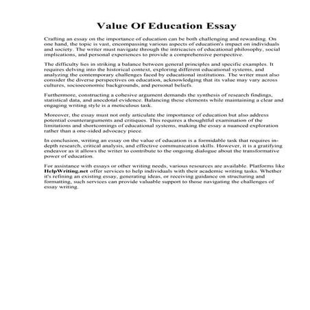 Value Of Education Essay | PDF