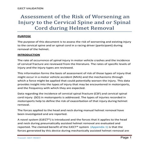 Helmet Removal/Eject Assement | PDF