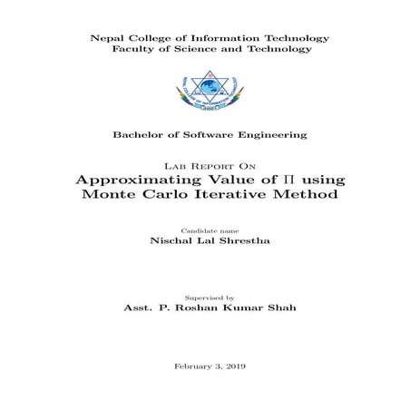 Approximating Value Of Pi Π Using Monte Carlo Iterative Method Pdf