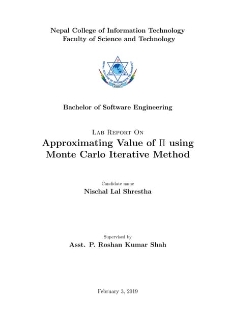 Approximating Value Of Pi Π Using Monte Carlo Iterative Method Pdf