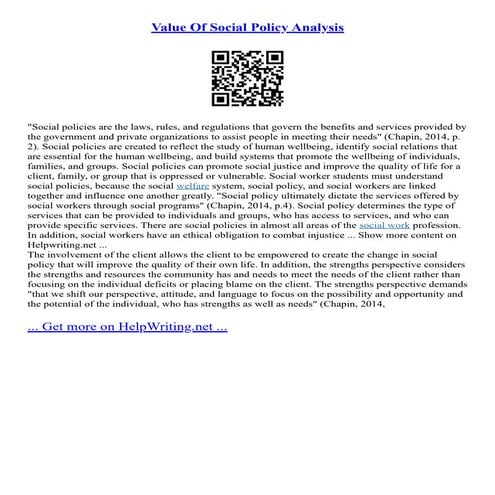 Value Of Social Policy Analysis | PDF