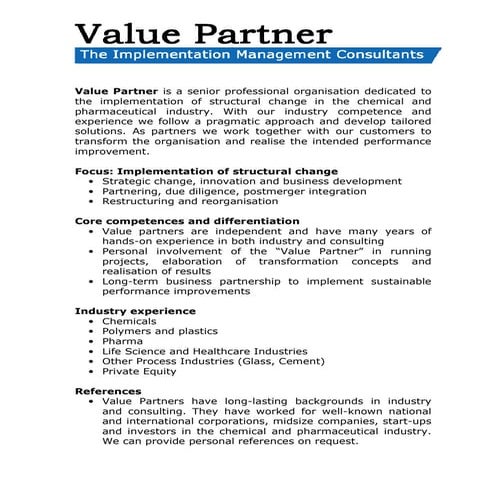Value partner profile 2012 | PDF