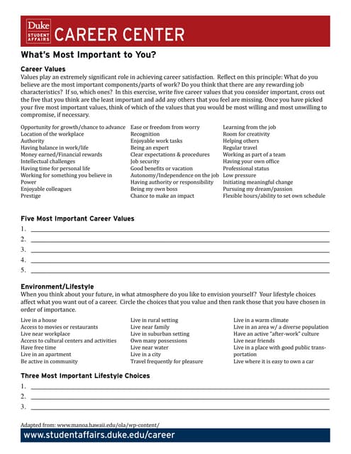 Explore Your Values | PDF