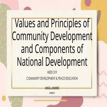 Values and Principles of Community Development & Component of National ...