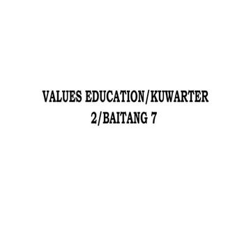 VALUES EDUCATION.WEEK 3 LECTURE SECOND QUARTER | PPTX