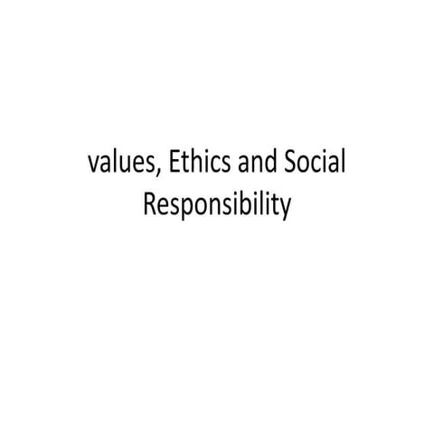 presentation on Values, ethics and social responsibility | PPTX