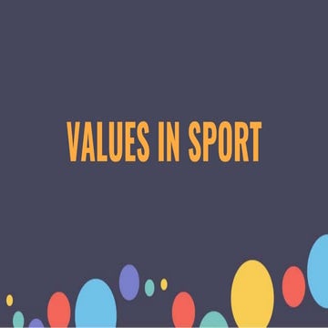 Values in sport | PPTX