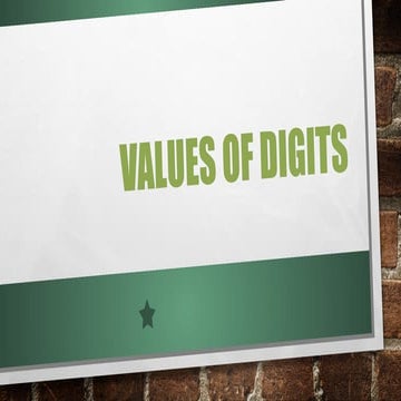 Values of DigitsValues of DigitsValues of Digits | PPT