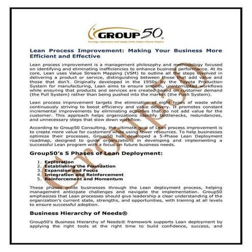 5 Phases of Lean Deployment: A Complete Guide for Professionals | PDF