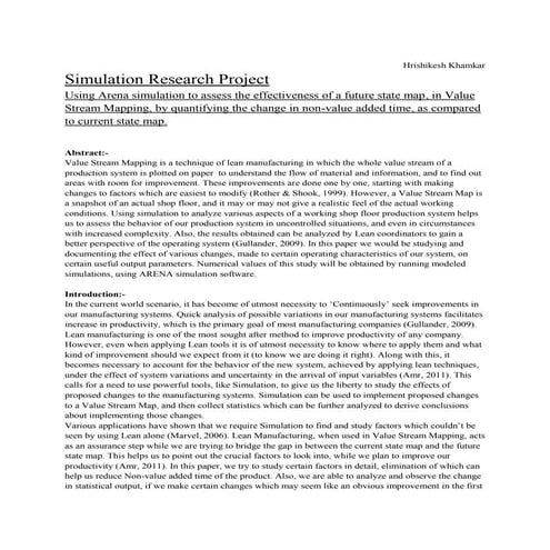 Value stream mapping using simulation with ARENA | DOCX