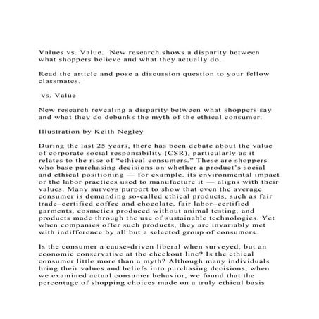 Values vs. Value. New research shows a disparity between what s.docx ...