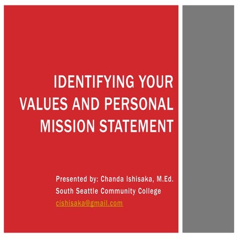 Identifying Your Values and Personal Mission Statement | PPTX