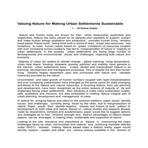 Valuing Nature for Making Urban Settlements Sustainable-.docx