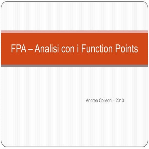 Valutazione dei function points | PPTX
