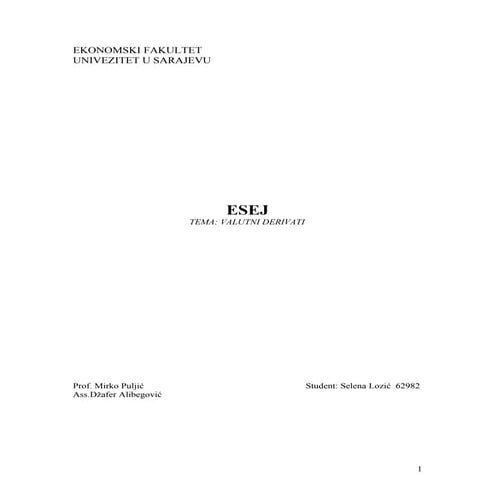 Valutni derivati ekonomija | DOC