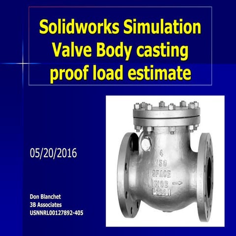 Solid works Simulation Valve body proof load estimate | PDF