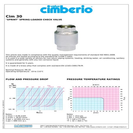 Valvula check vertical horizontal cim30 | PDF