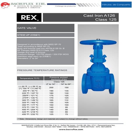Valvula compuerta fe bridada v-a x 125 lbs rex | PDF | Technology & Computing