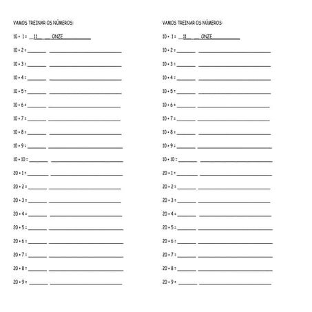 Vamos treinar os números | DOCX