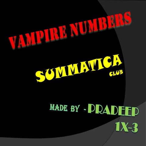 Vampire numbers | PPTX