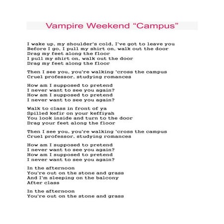 Learn English Through Music - Vampire Weekend campus | PDF