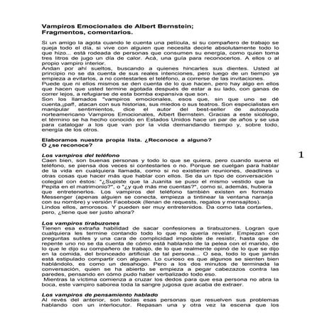 Vampiros emocionales de albert bernstein | PDF