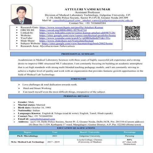 Vamsi MLT CV Resume | PDF