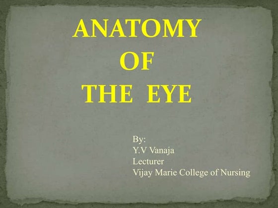Anatomy and physiology of the Eye-Nursing | PPTX | Eye and Vision Conditions | Diseases and ...